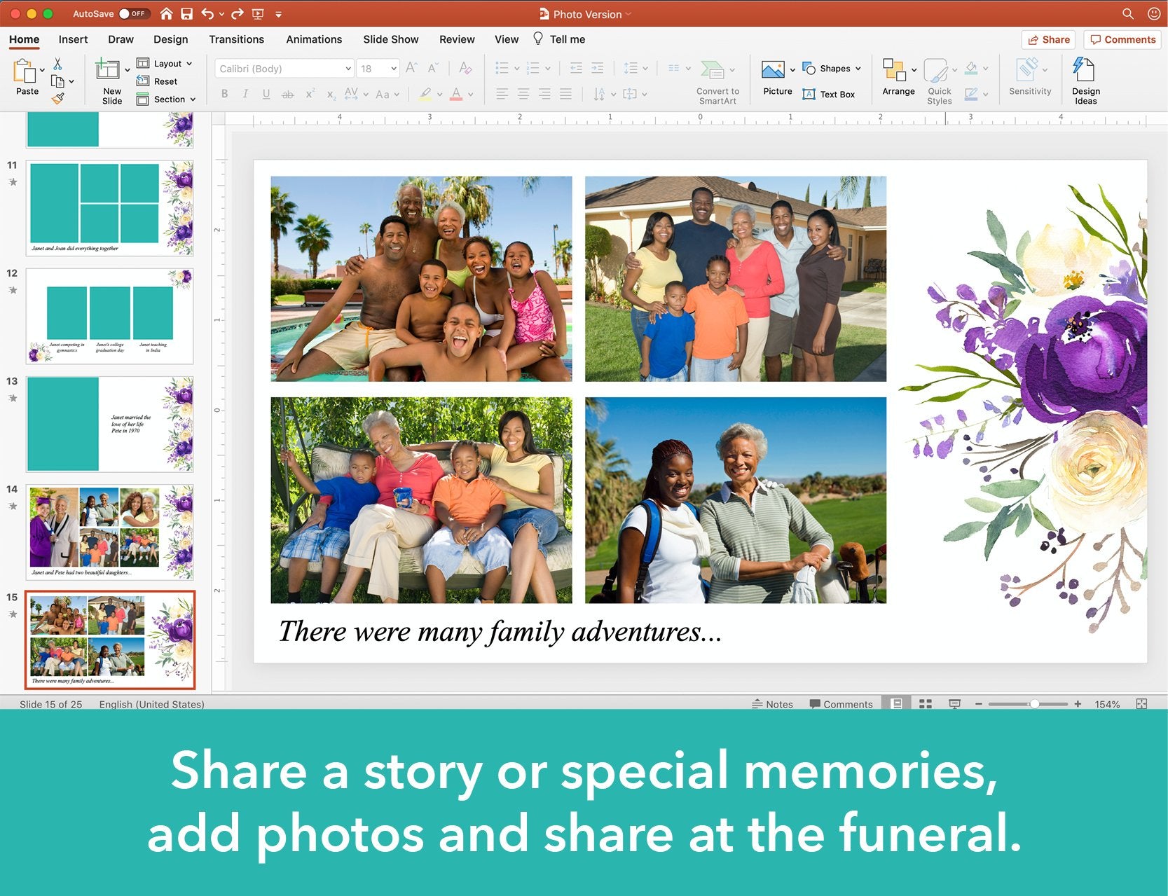 Funeral Slideshow Template | Purple Bloom – Funeral Templates