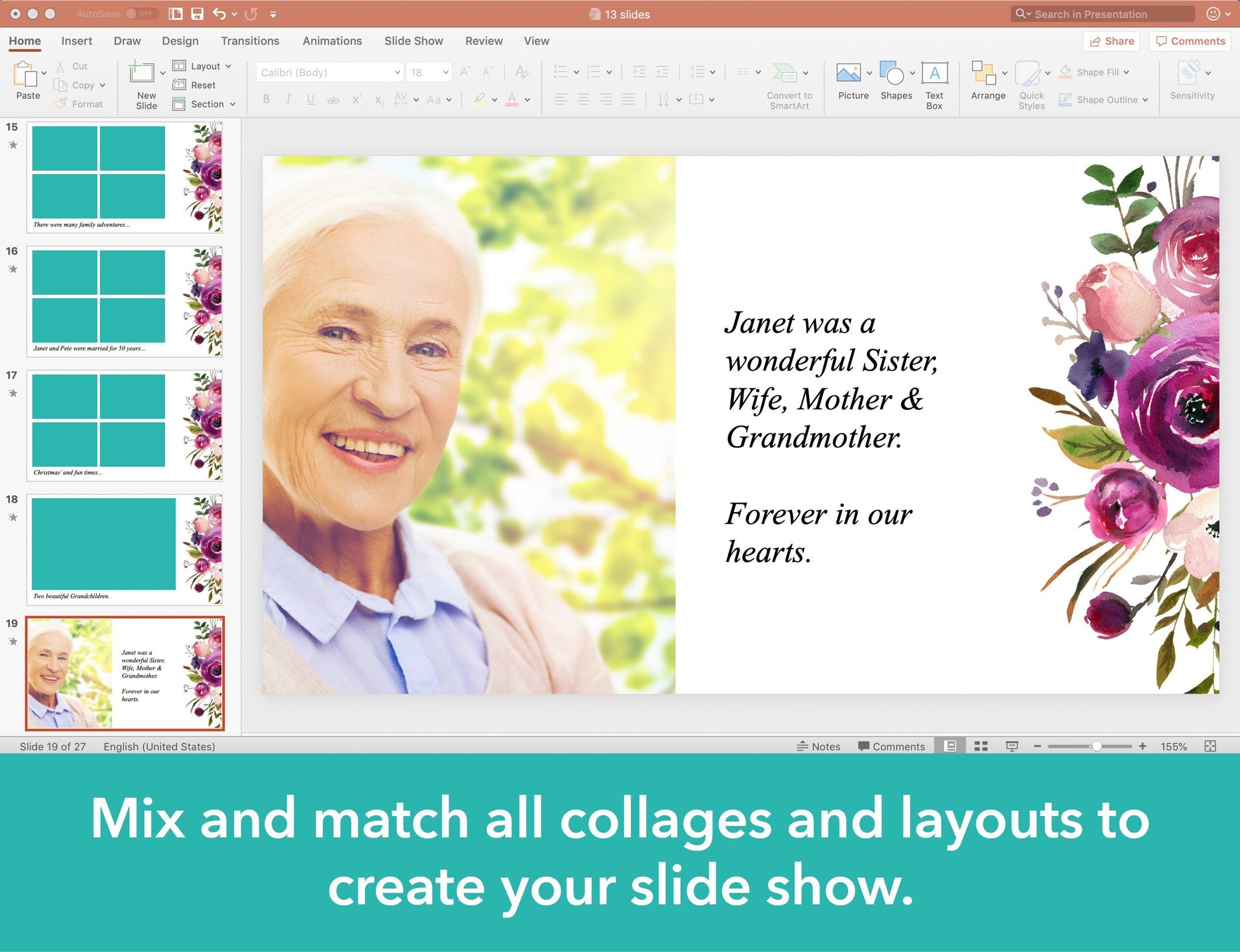 Purple Roses Funeral Slide Show Template – Funeral Templates