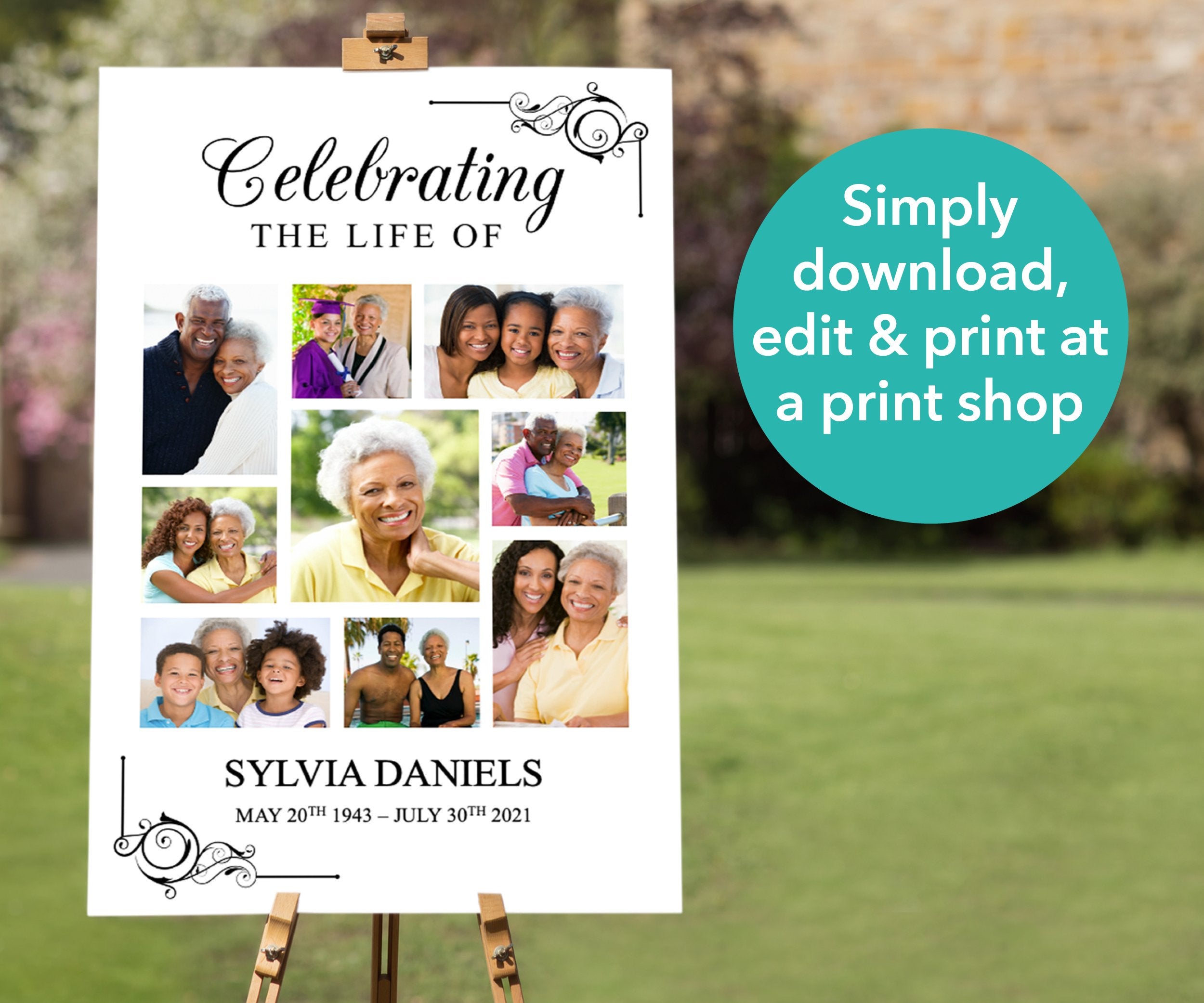 Funeral Photo Display | Black Ornate – Funeral Templates