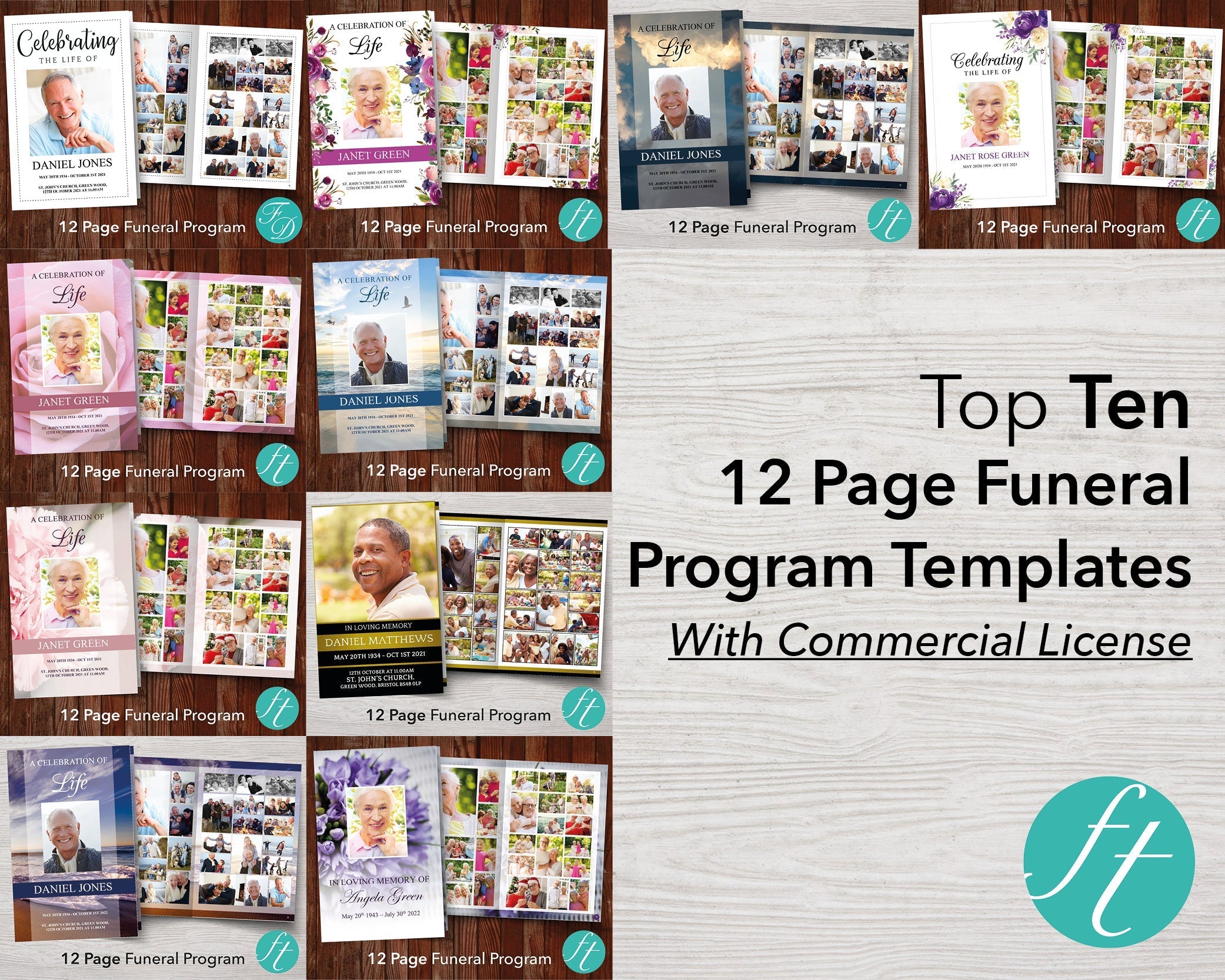 Top Ten 12-Page Funeral Program Templates (Commercial Licenses ...