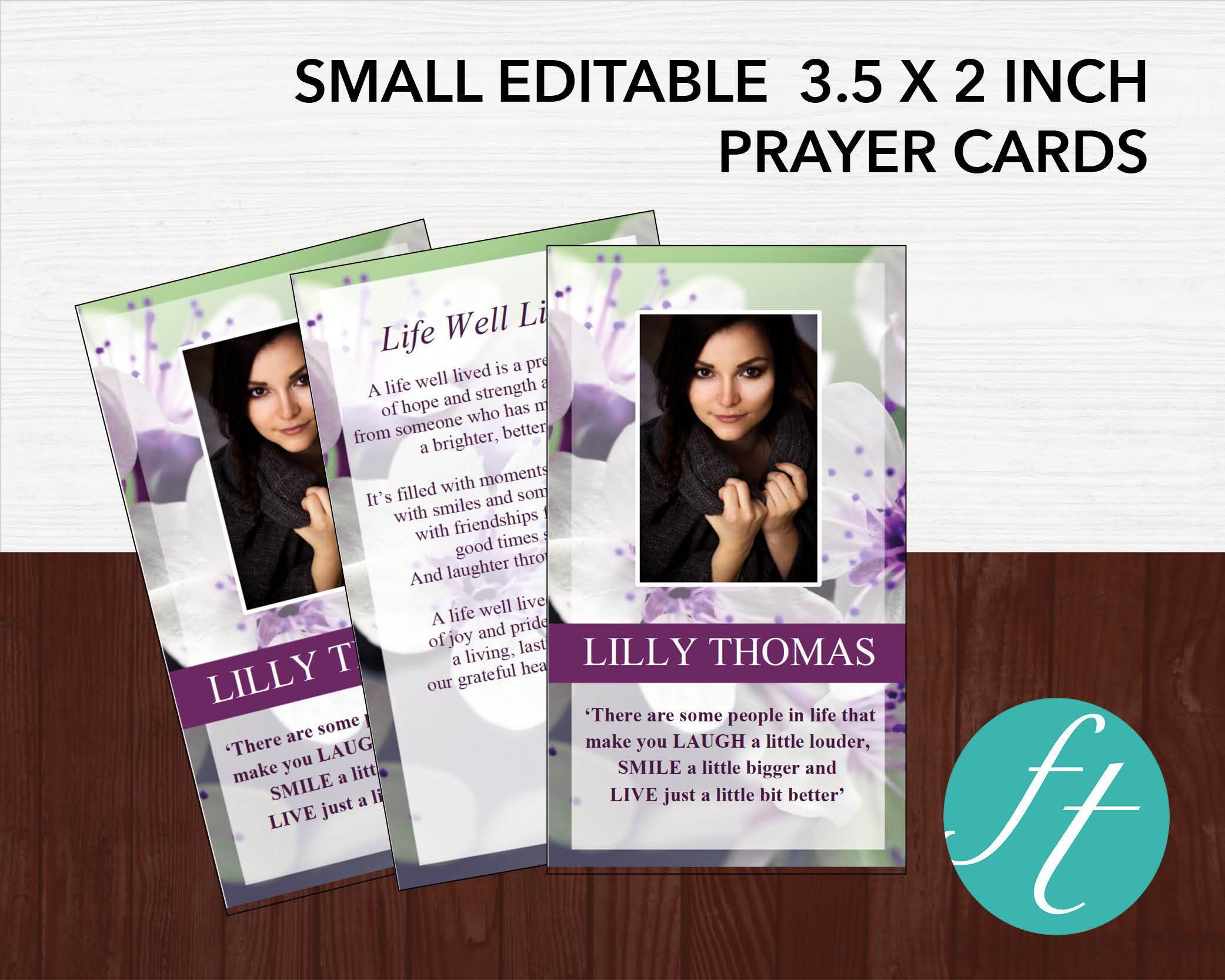 Purple Blossom Funeral Prayer Card | Funeral Templates