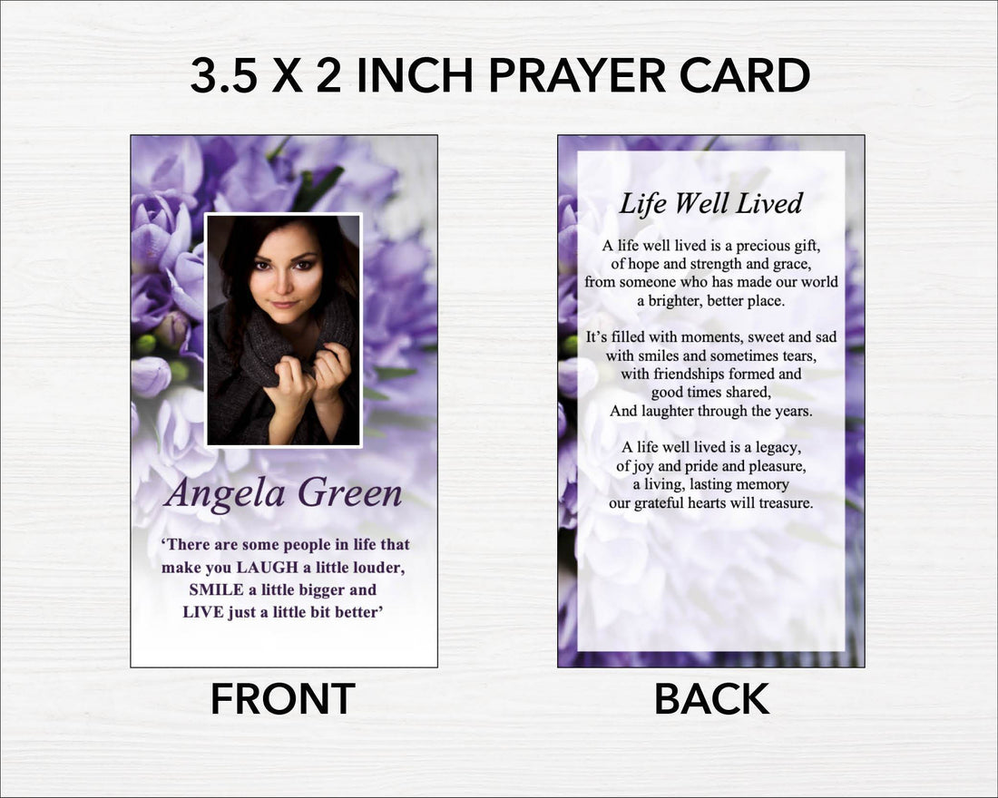 Purple Bouquet Funeral Prayer Card – Funeral Templates